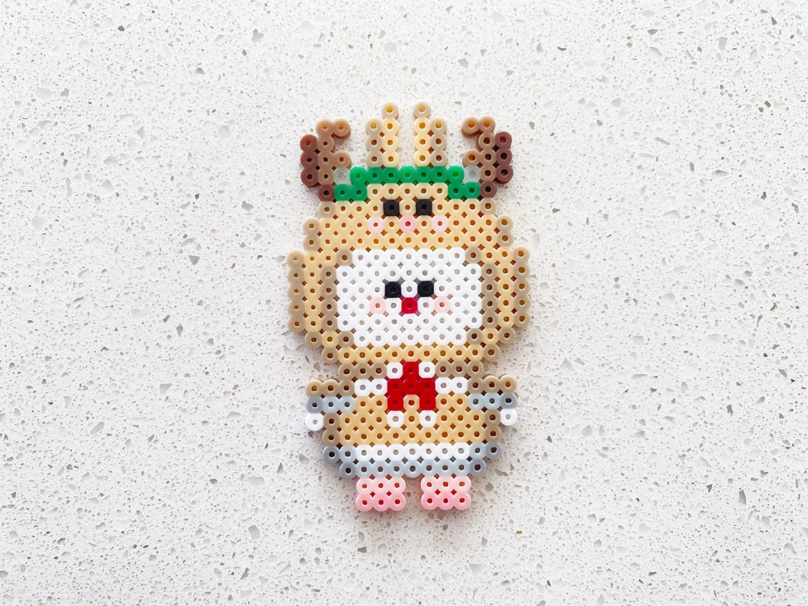 Christmas Brown Bear and Cony Rabbit-pixel Perler Beads Art, Can Be ...