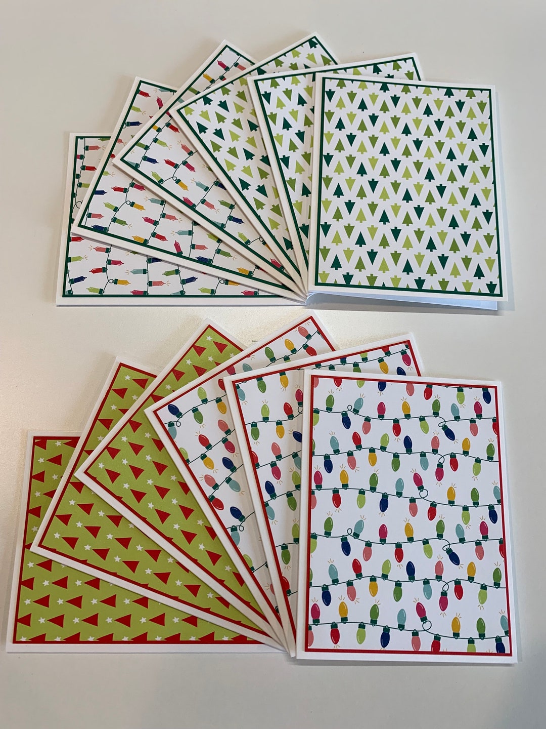 Handmade Stampin’ up Merry Bold & Bright DSP Notecards W/ Envelopes - Set of 12 - Blank Inside ...