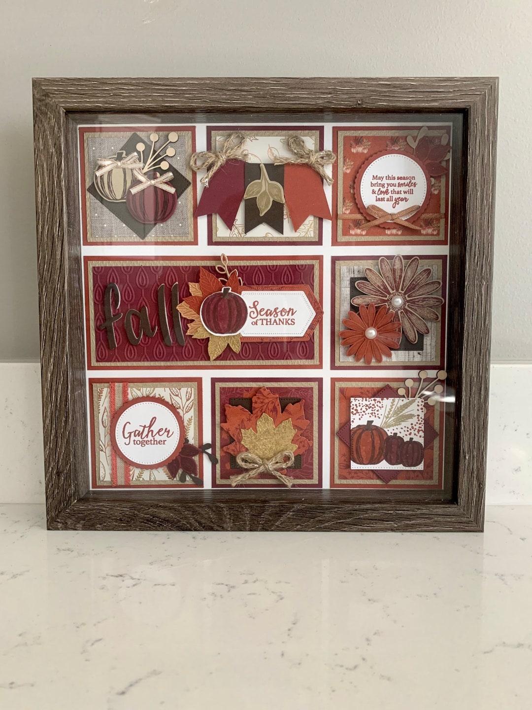 Fall or Autumn 10x10 Shadow Box Sampler | Leaves, Pumpkins, and Daisies ...