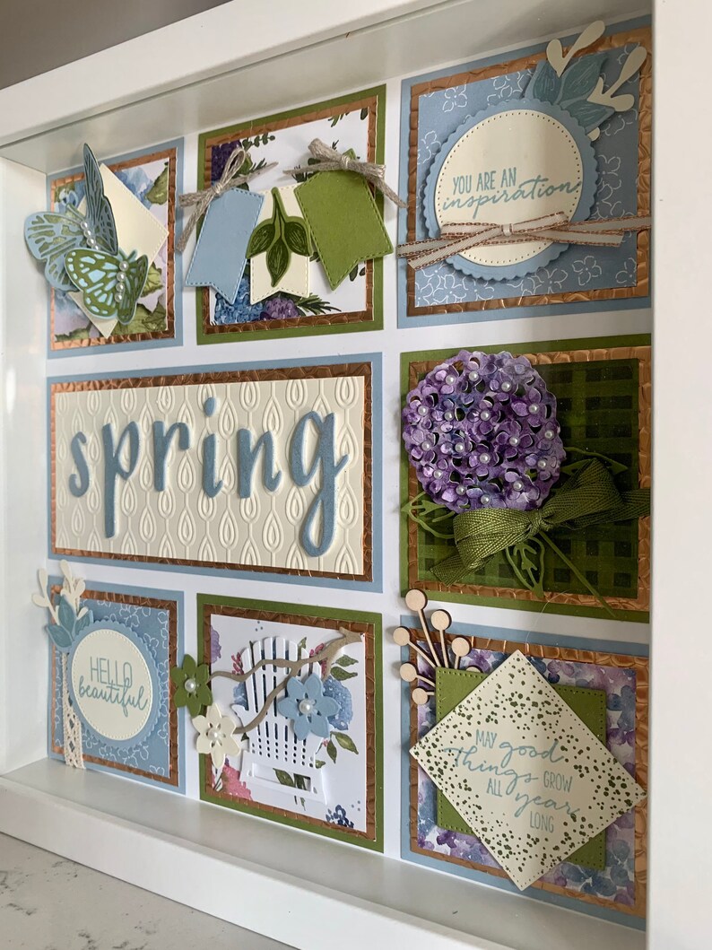 Spring 10x10 Shadow Box Sampler Hydrangea Flowers Perfect - Etsy