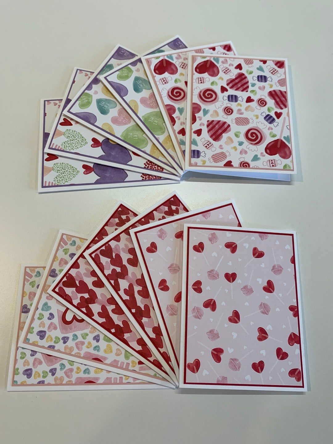 Handmade Stampin’ up Sweet Talk DSP Notecards W/ Envelopes - Set of 12 - Blank Inside - Hearts ...