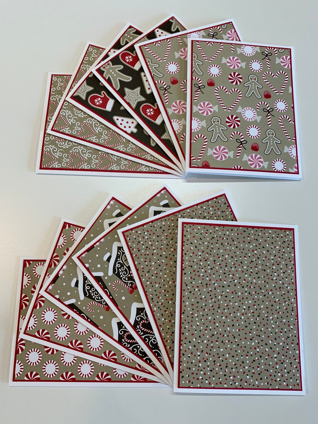 Handmade Stampin up Candy Cane Lane DSP Notecards W/ Envelopes Set of ...