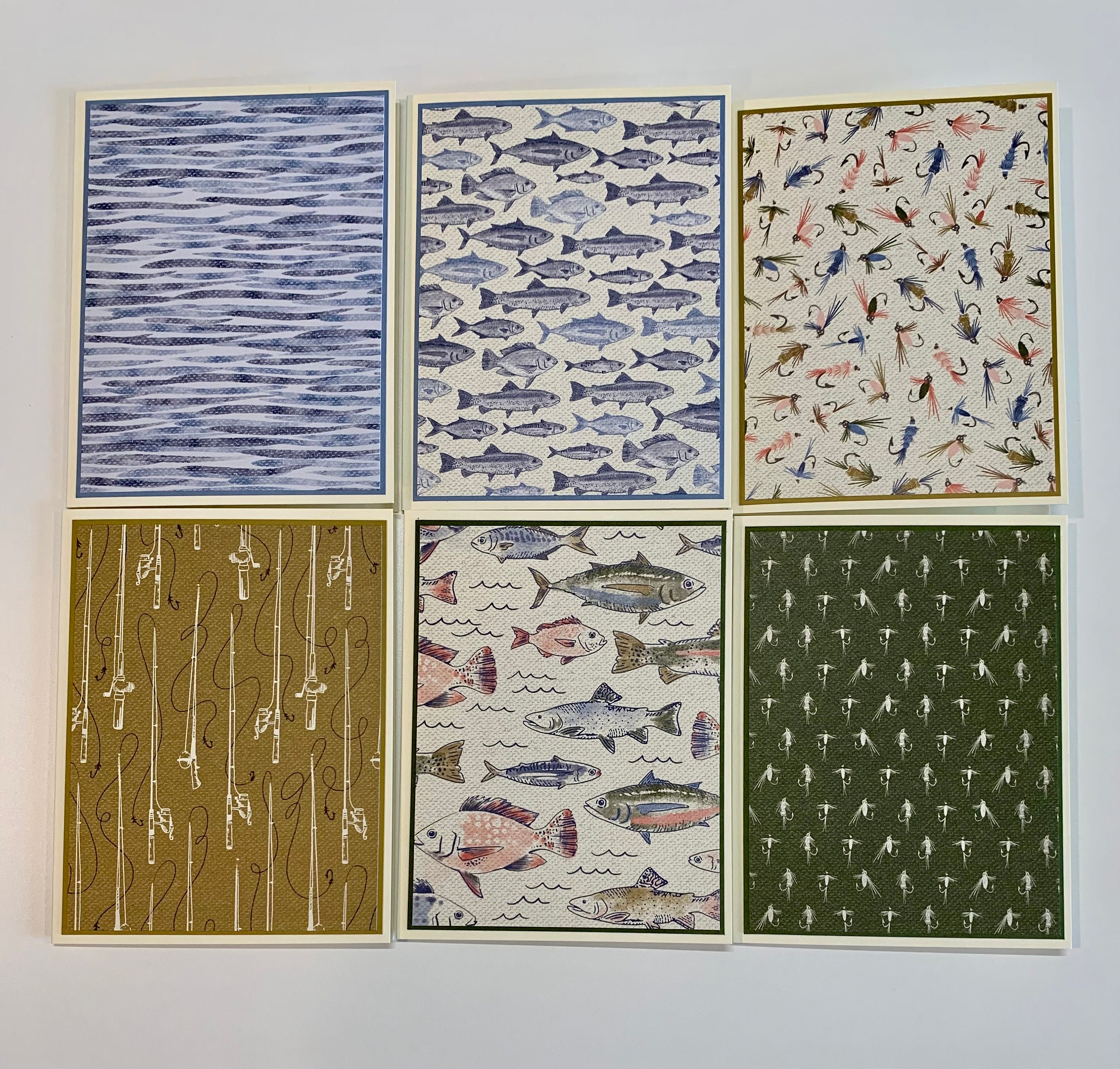 Handmade Stampin’ up Let’s Go Fishing Designer Series Paper Notecards ...