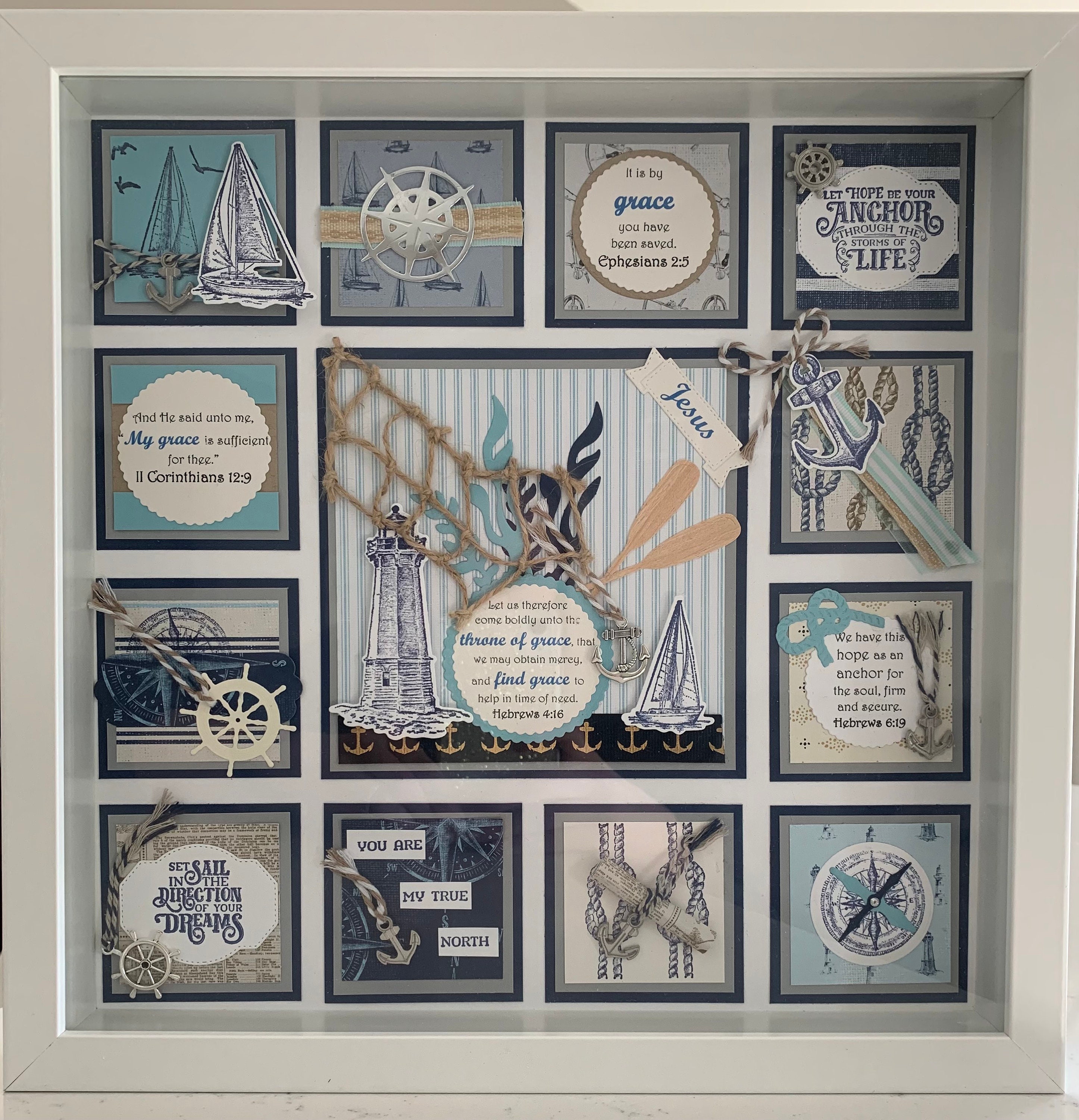 Sailing Lighthouse Christian 12x12 Shadow Box Sampler - Etsy