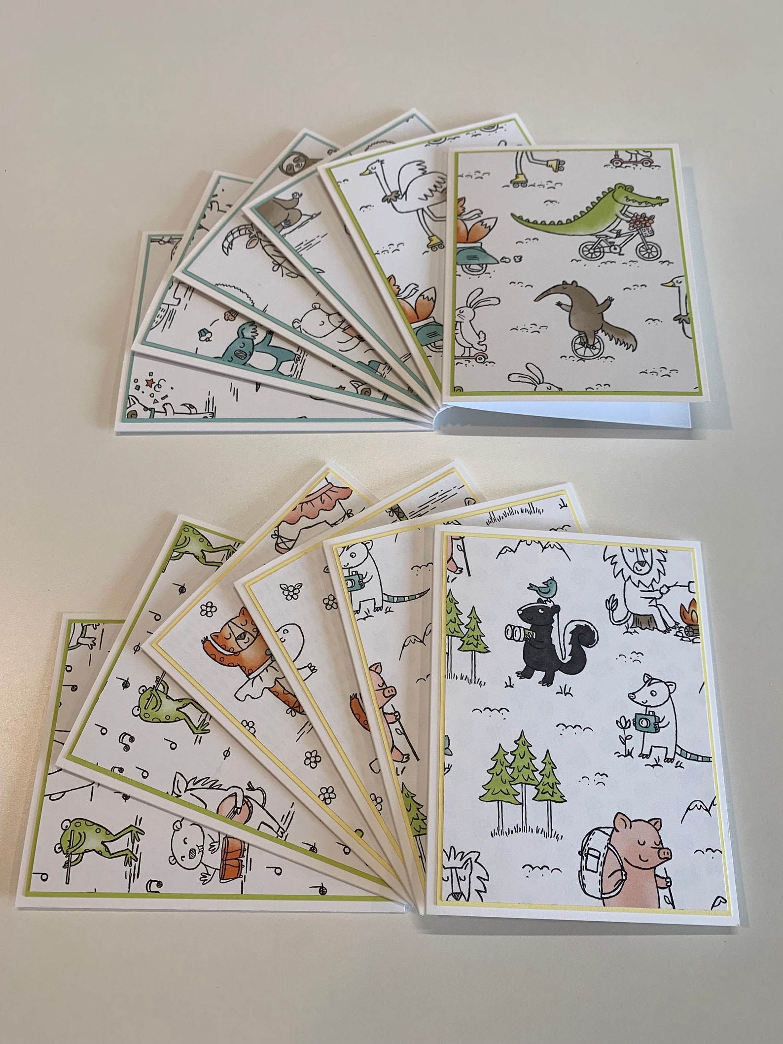 Handmade Stampin’ up Zoo Crew Series Paper Notecards W/ Envelopes - Set ...