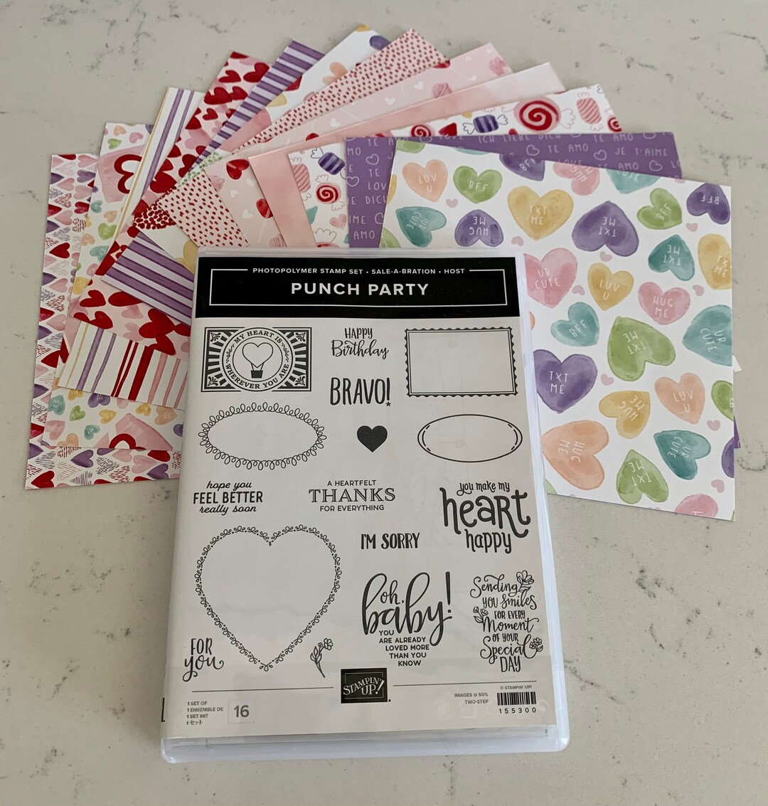 Punch Party Photopolymer Stamp Set AND Sweet Talk DSP Sampler Stampin ...
