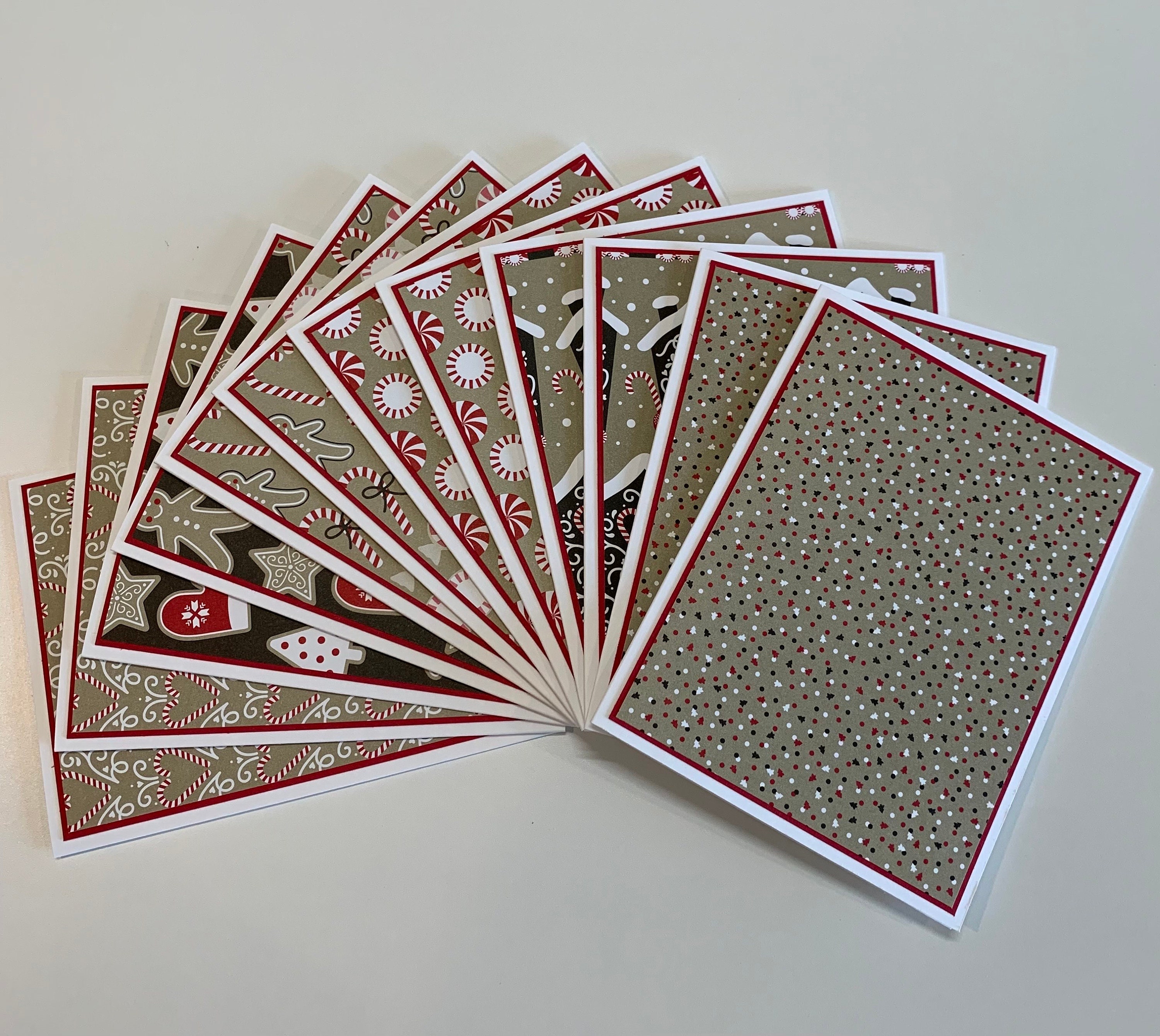 Handmade Stampin up Candy Cane Lane DSP Notecards W/ Envelopes Set of ...