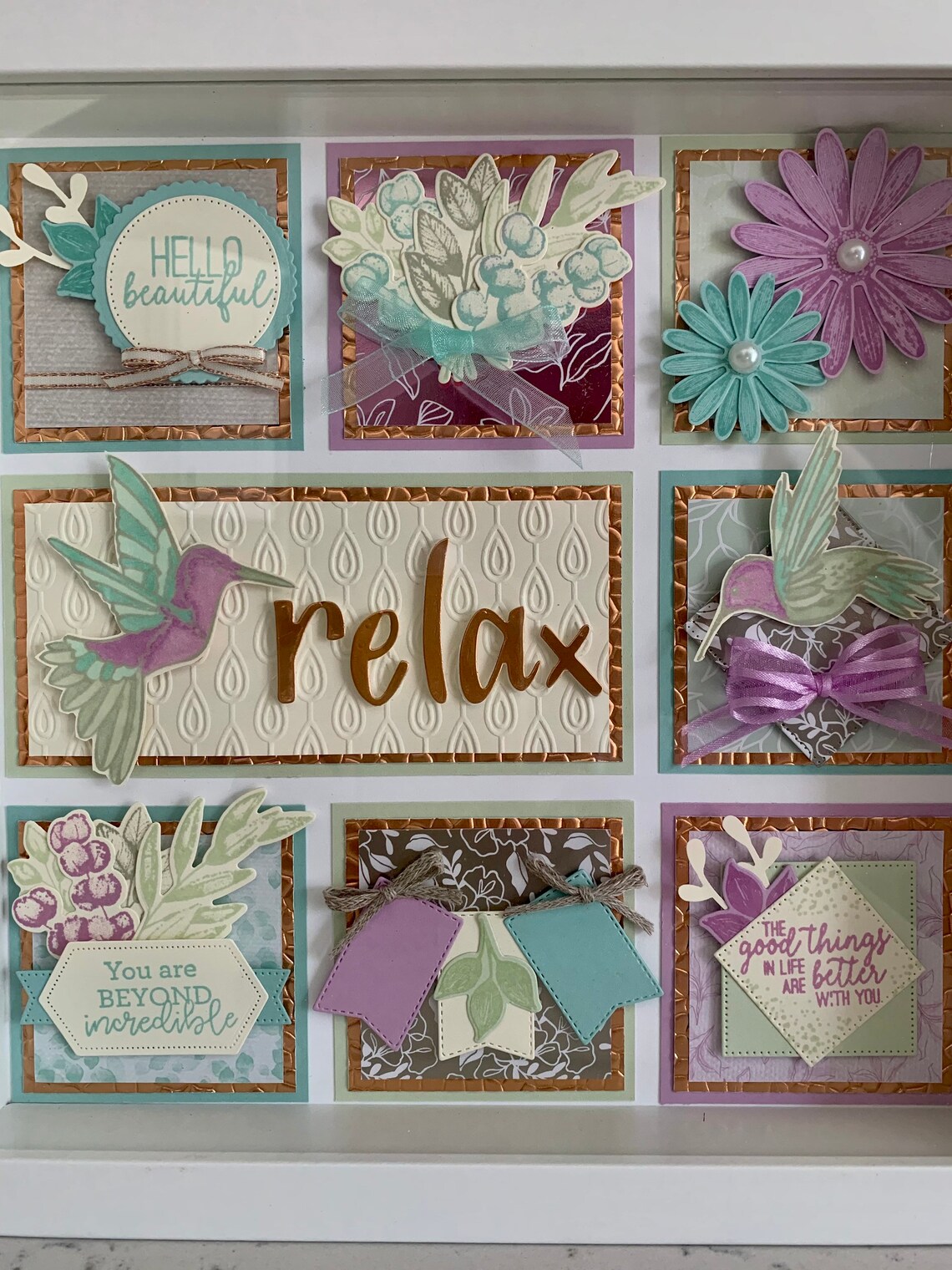 Relax 10x10 Shadow Box Sampler Hummingbirds Daisies and - Etsy