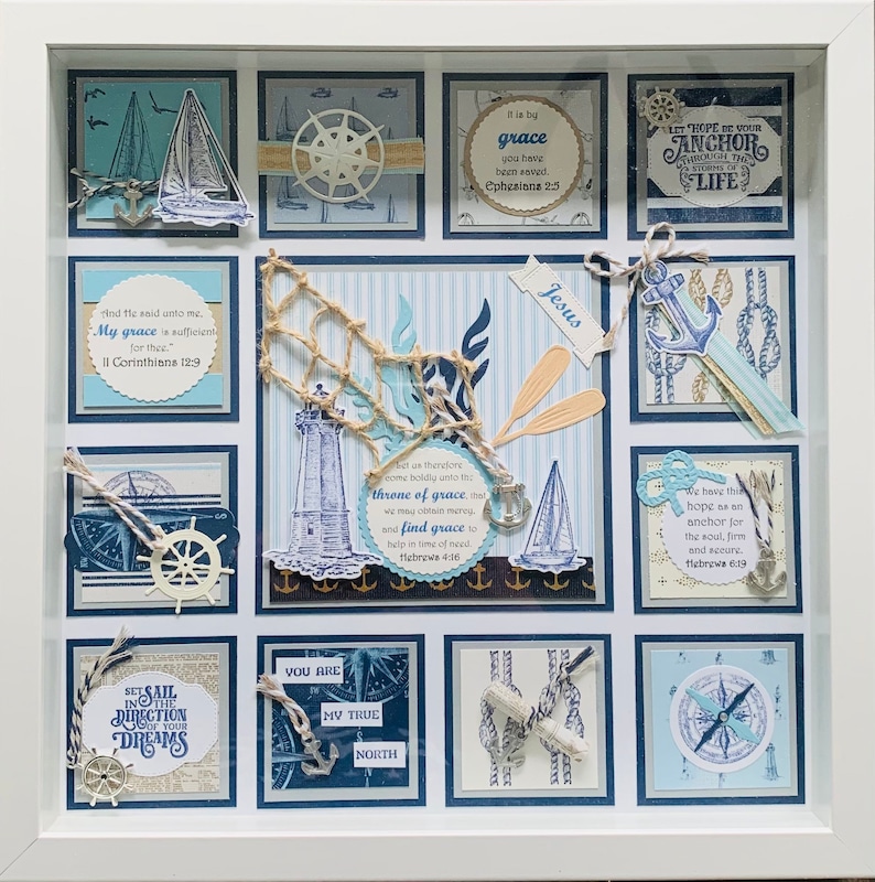 Sailing | Lighthouse | Christian 12x12 Shadow Box Sampler - Etsy