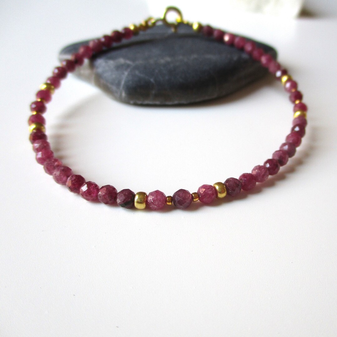 Minimalist Ruby Bracelet. Women's and Men's Bracelet, Personalized ...