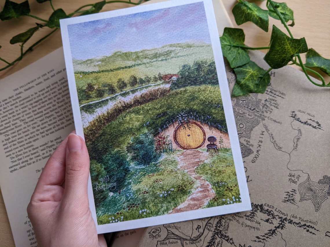 Fantasy Art Print Yellow Shire Door Watercolour Wall Decor - Etsy