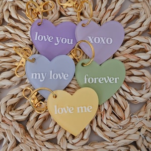 Candy Heart Keychain, Conversation Hearts Keychain, Cute Key ...