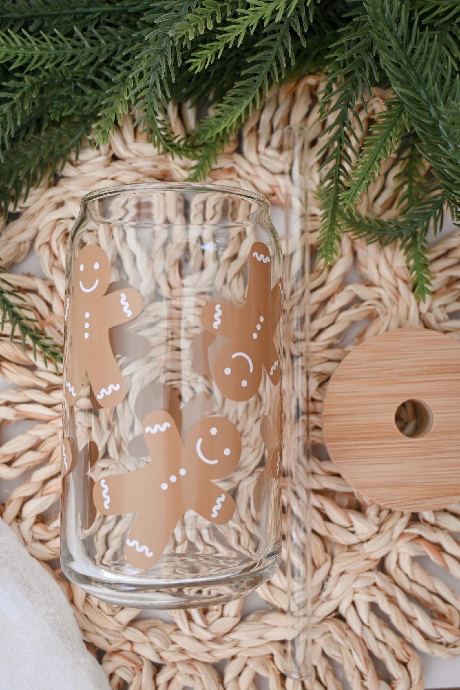 Gingerbread Man Glass Cup, Iced Coffee Glass, Gingerbread Man Glass ...