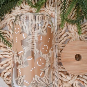 Gingerbread Man Glass Cup, Iced Coffee Glass, Gingerbread Man Glass ...