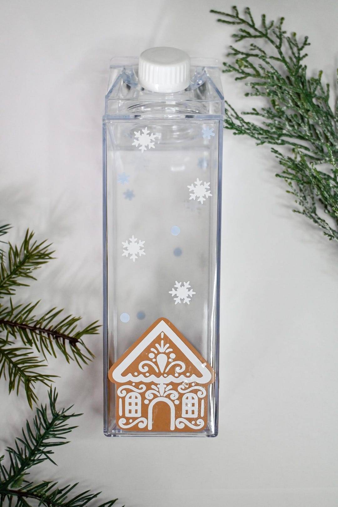 Gingerbread House Milk Carton Water Bottle, Gingerbread Cookie Reusable ...