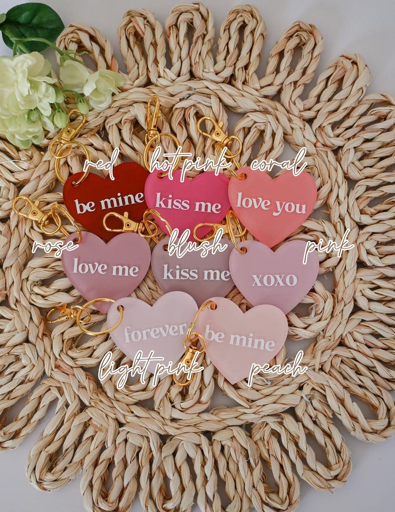 Candy Heart Keychain, Conversation Hearts Keychain, Cute Key ...