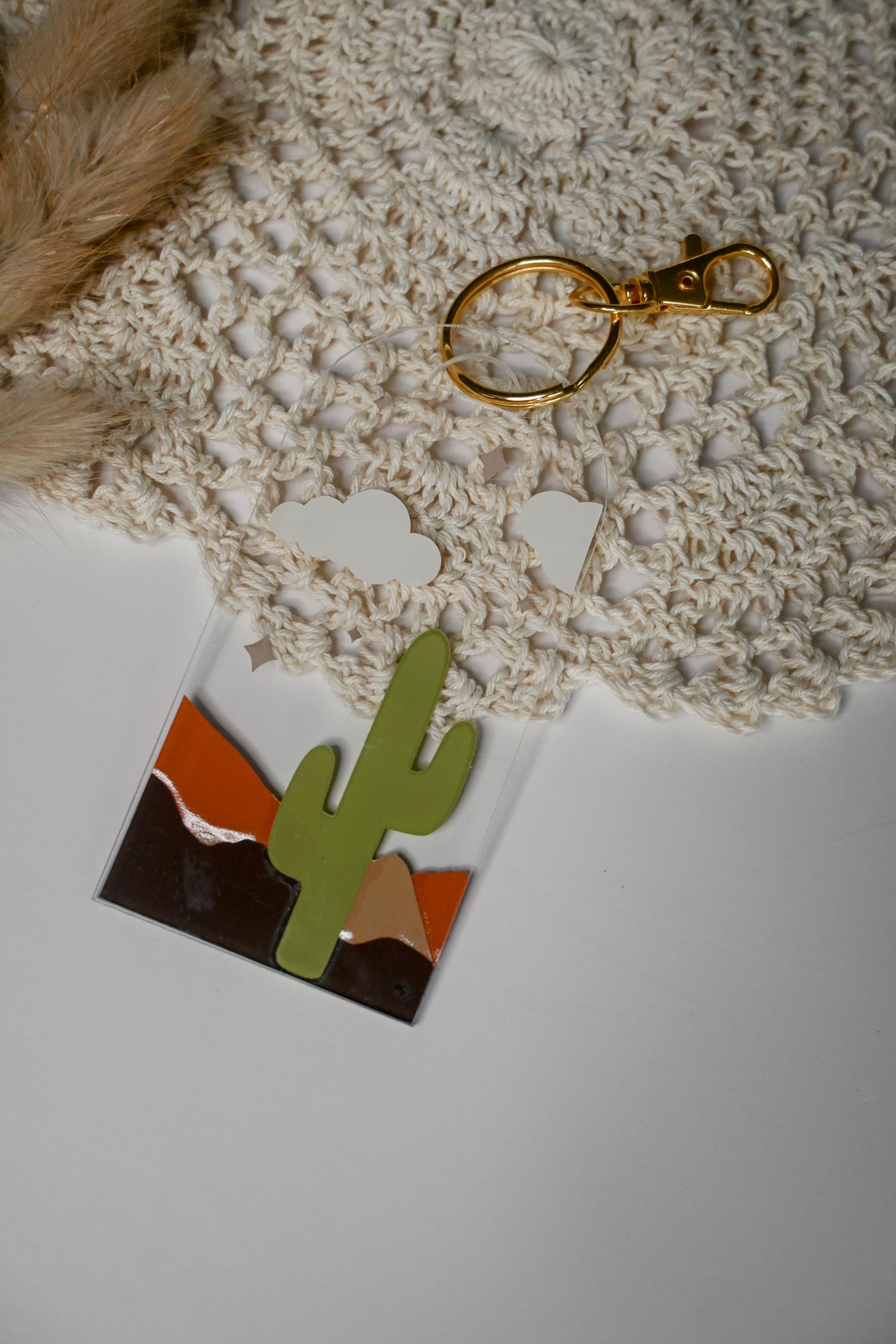 Arizona Cactus Keychain, Arizona Mountains Decor, Boho Keychain, Cute ...