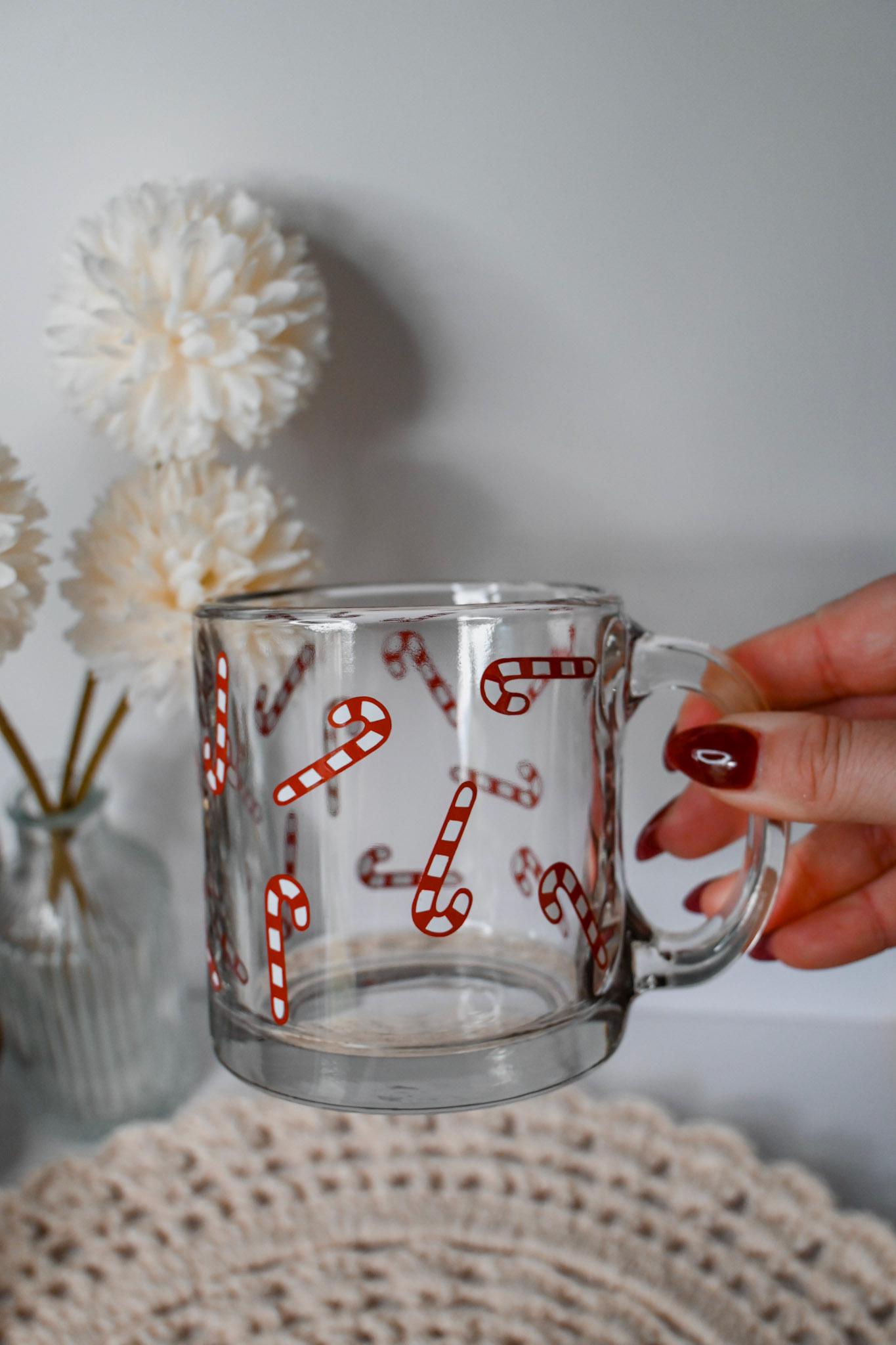 Candy Cane Glass Mug, Holiday Gift, Hot Cocoa Mug, Candy Cane Coffee ...