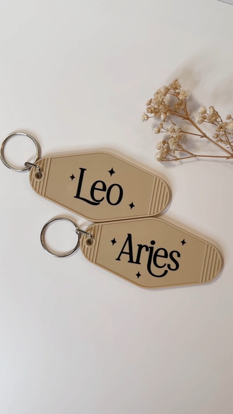 Zodiac Sign Motel Keychain, Vintage Hotel Keychain, Retro Motel ...