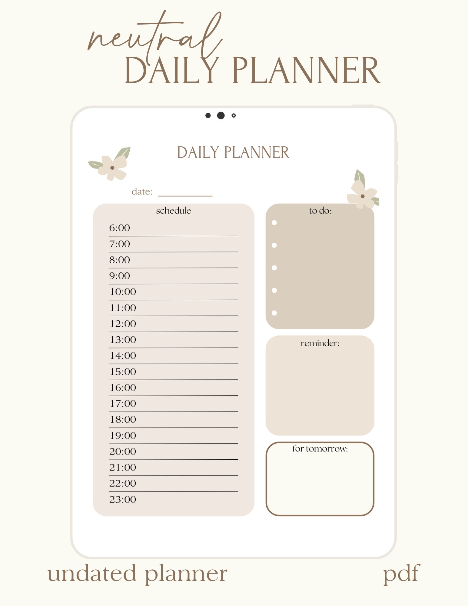 Minimalistic Digital Planners, Neutral Instant Download Planner ...
