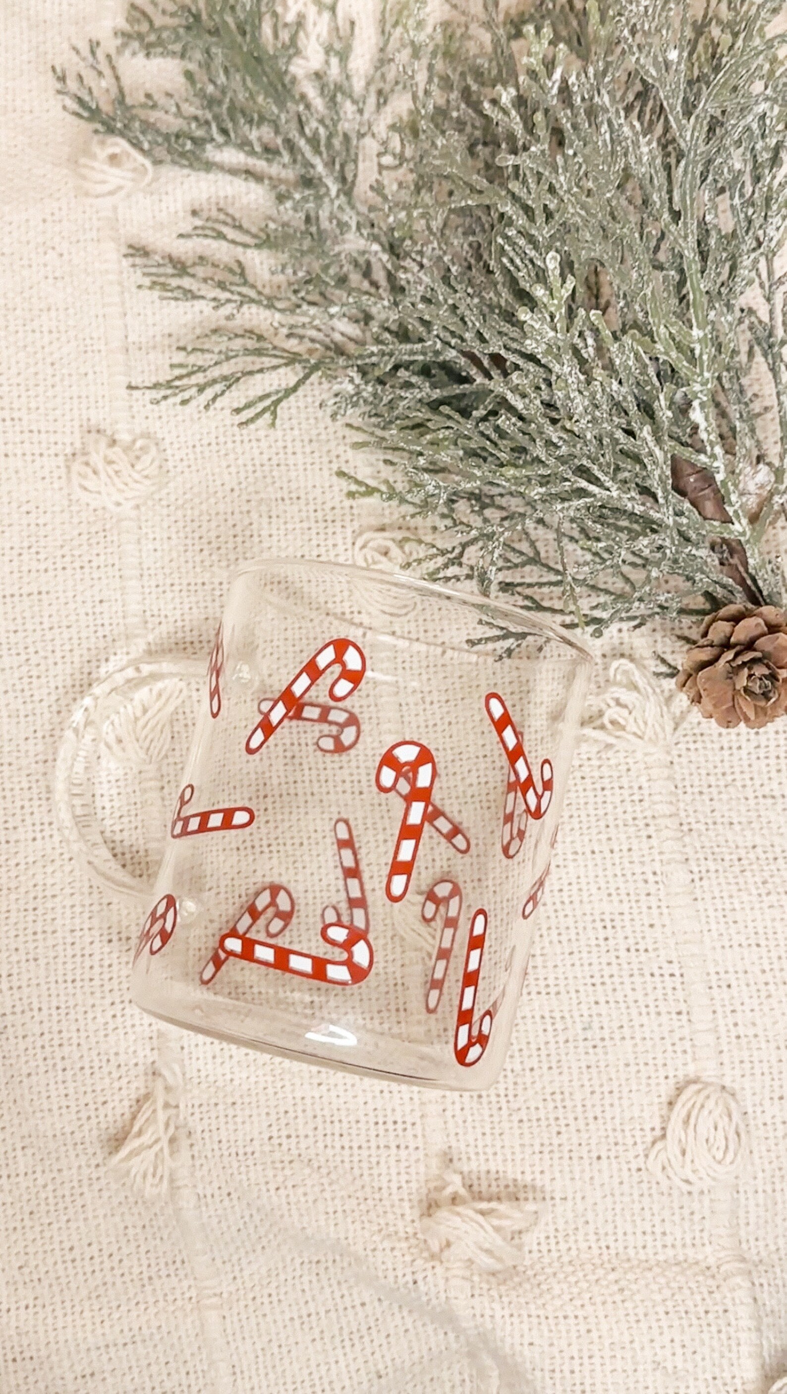 Candy Cane Glass Mug, Holiday Gift, Hot Cocoa Mug, Candy Cane Coffee ...