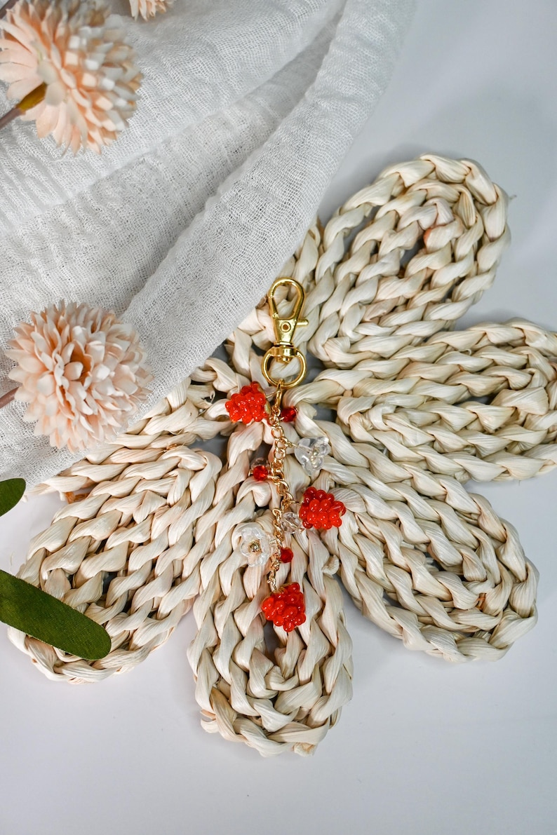 Raspberry Charm Beaded Keychain for Bags or Phones, Cute Beaded ...
