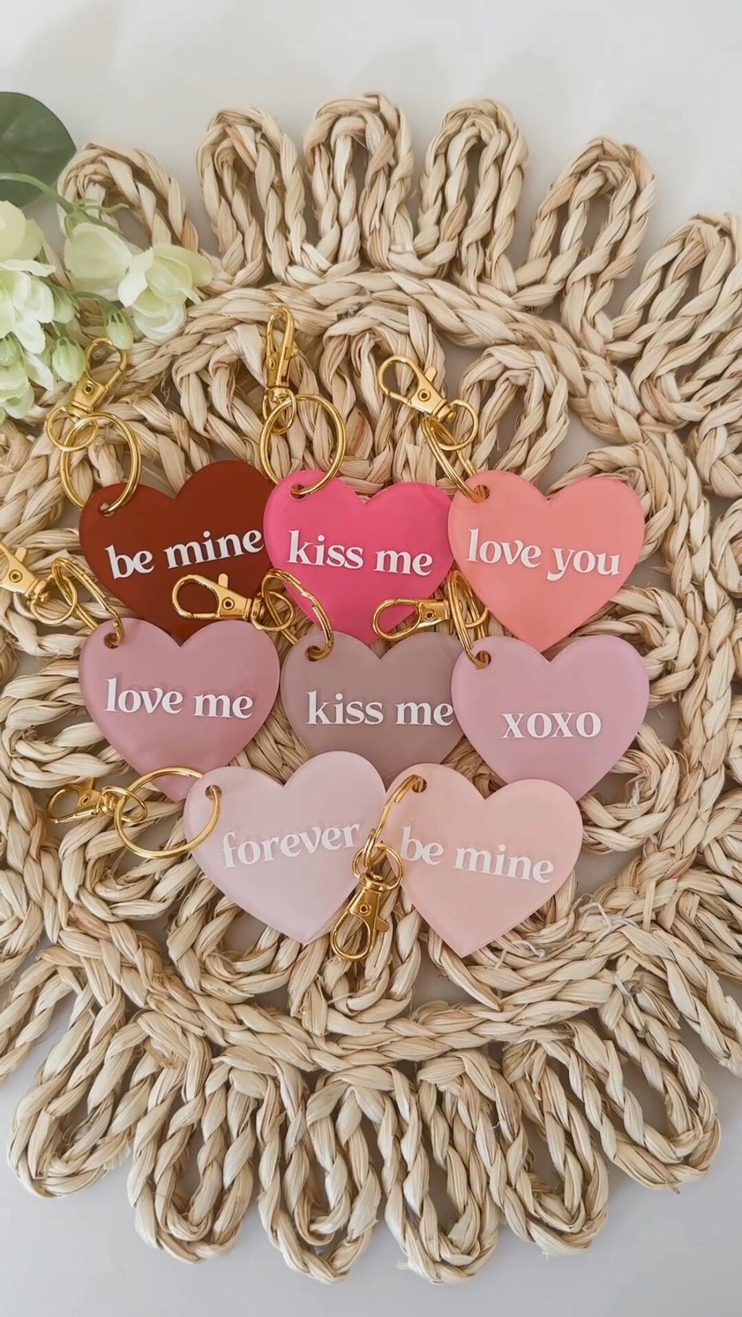 Candy Heart Keychain, Conversation Hearts Keychain, Cute Key ...