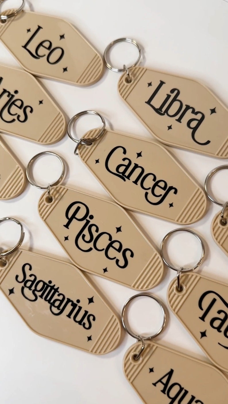 Zodiac Sign Motel Keychain, Vintage Hotel Keychain, Retro Motel ...