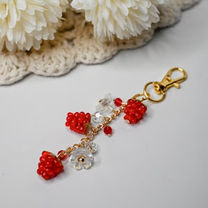 Raspberry Charm Beaded Keychain for Bags or Phones, Cute Beaded ...