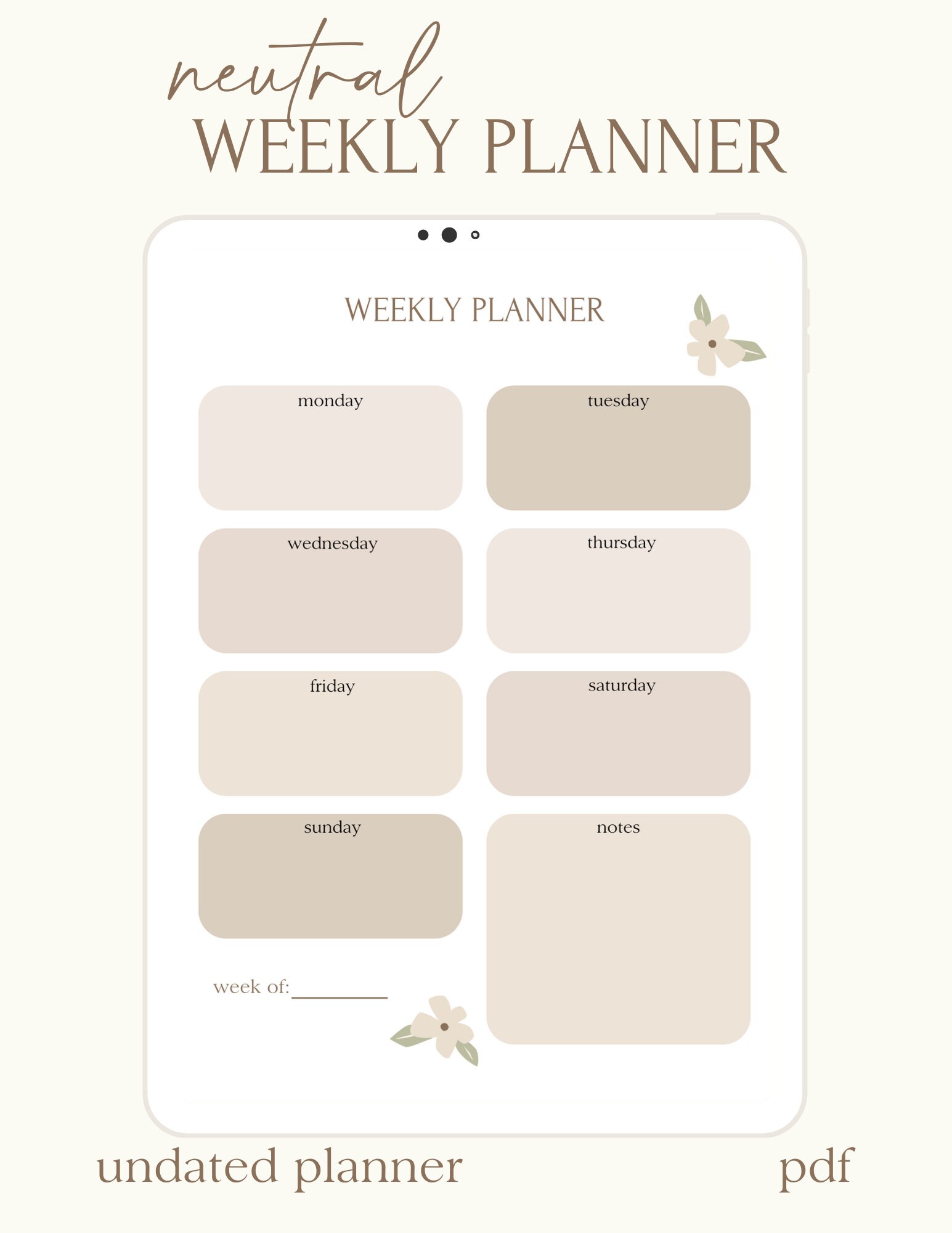 Minimalistic Digital Planners, Neutral Instant Download Planner ...