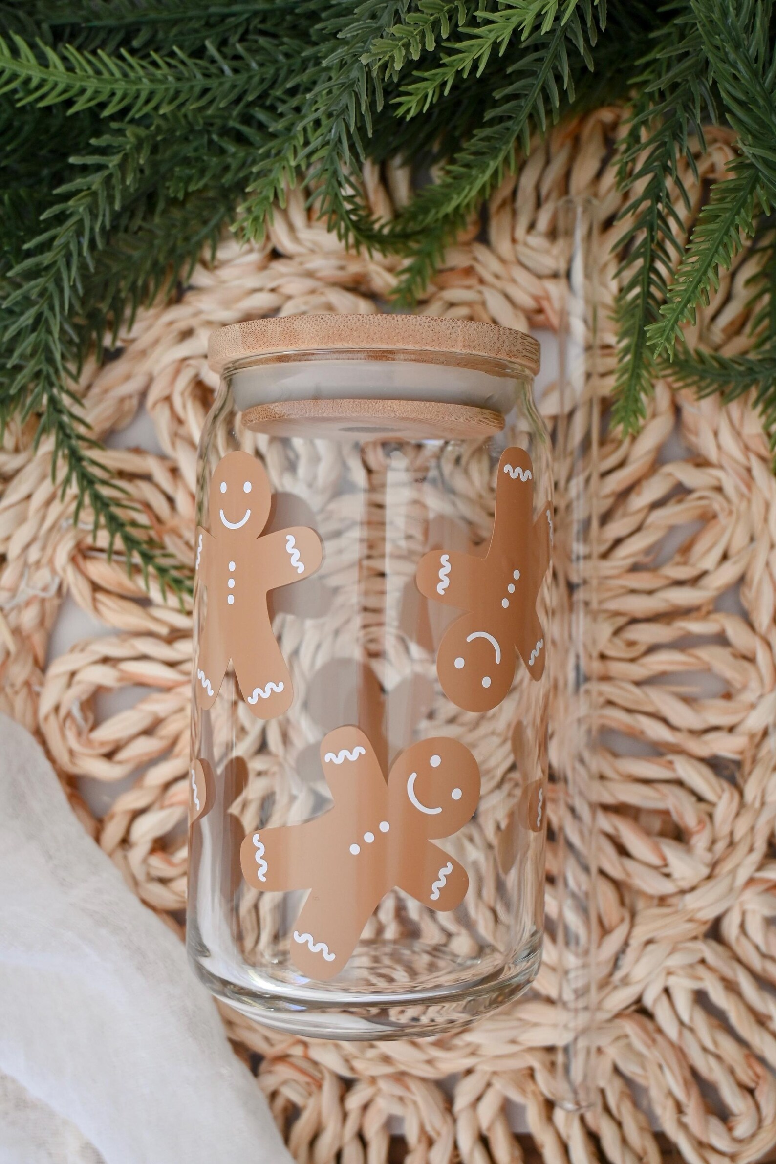 Gingerbread Man Glass Cup, Iced Coffee Glass, Gingerbread Man Glass ...