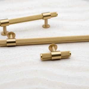 Knurled Brass Cabinet Handles | Gold Kitchen Cabinet Pulls | Brass ...