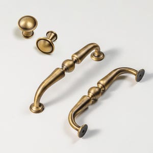 Curved Antique Brass Cabinet Pulls | Antique Gold Kitchen Pulls | Brass Drawer Pulls | Brass ...
