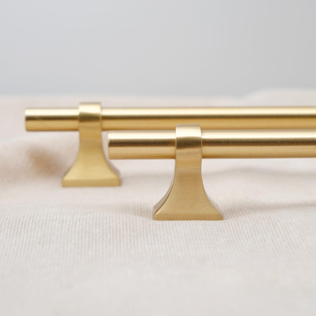 Solid Brass Cabinet Knob Pull Handles | Gold Kitchen Pulls | Brushed Brass Pulls | Unlacquered ...