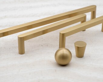 Art Deco Pull Handle, Solid Brass Hardware, Solid Brass Pull, Pull Handles for Cabinets, Brass ...