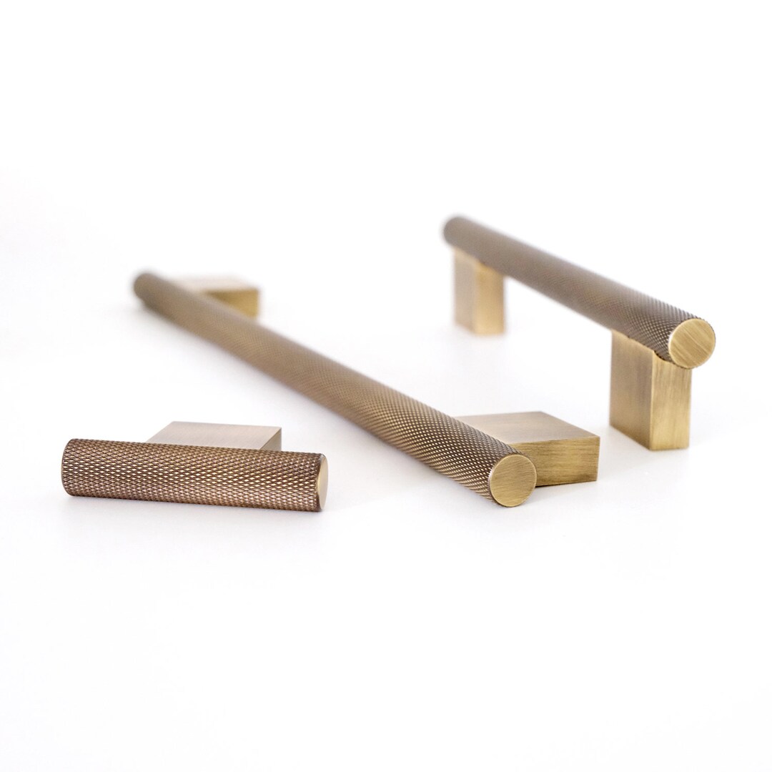 Brass Knurled Pulls | Antique Brass Kitchen Pulls | Brass Cabinet Handles | Brass Door Pulls ...