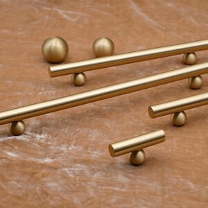 Minimalist Solid Brass Cabinet Handles | Modern Gold Cabinet Pulls | Brushed Brass Pulls | Satin ...