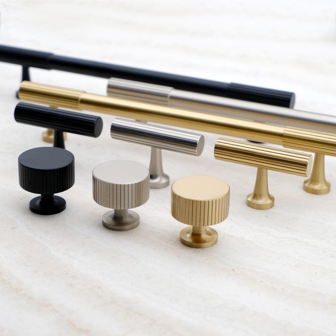 Solid Brass Linear Cabinet Handles | Gold and Black Cabinet Pulls ...