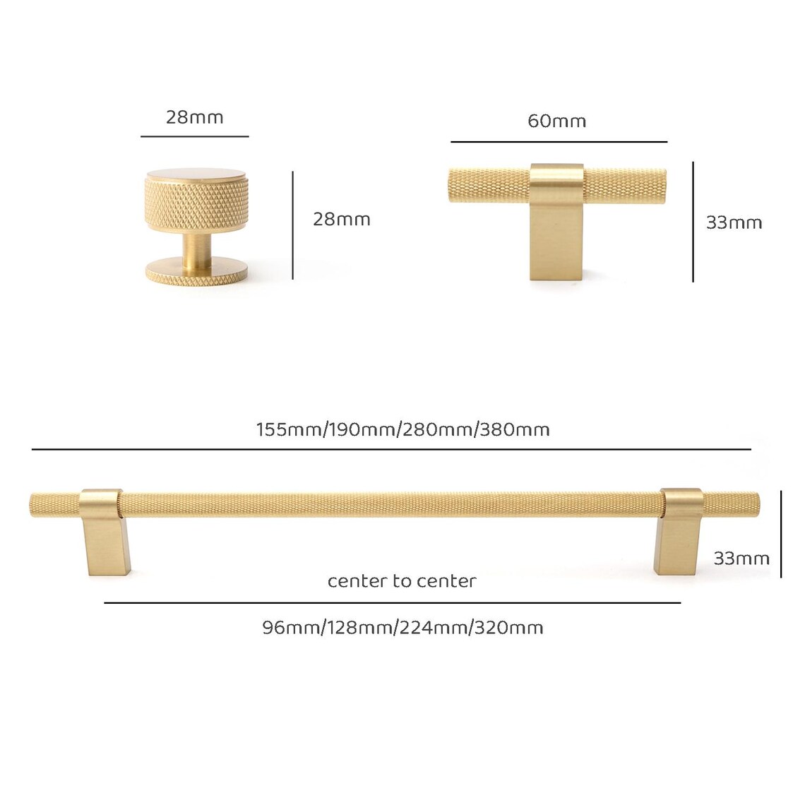 Fingerprint-proof Kitchen Pulls Knurled Brass Pull White Kitchen ...