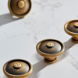 Antique Cabinet Knobs Solid Brass | Aged Brass Knobs | Gold Dresser Knobs | Brass Dresser Knobs ...