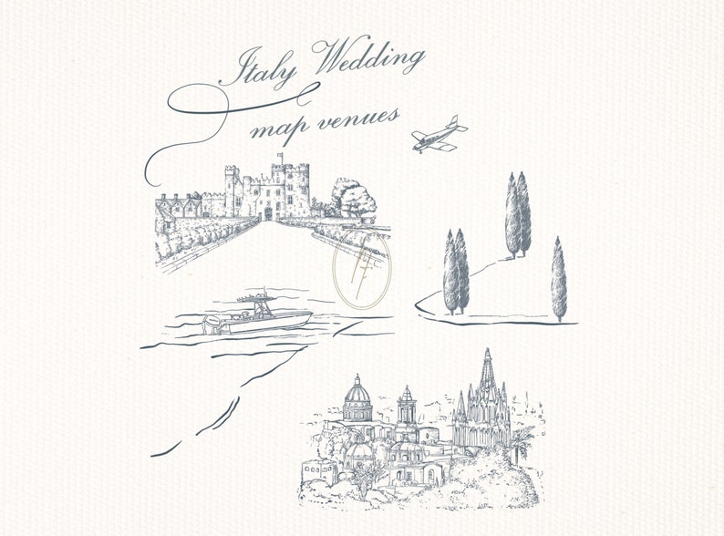 Custom Destination Wedding Venue Map, Custom Wedding Map Illustration ...