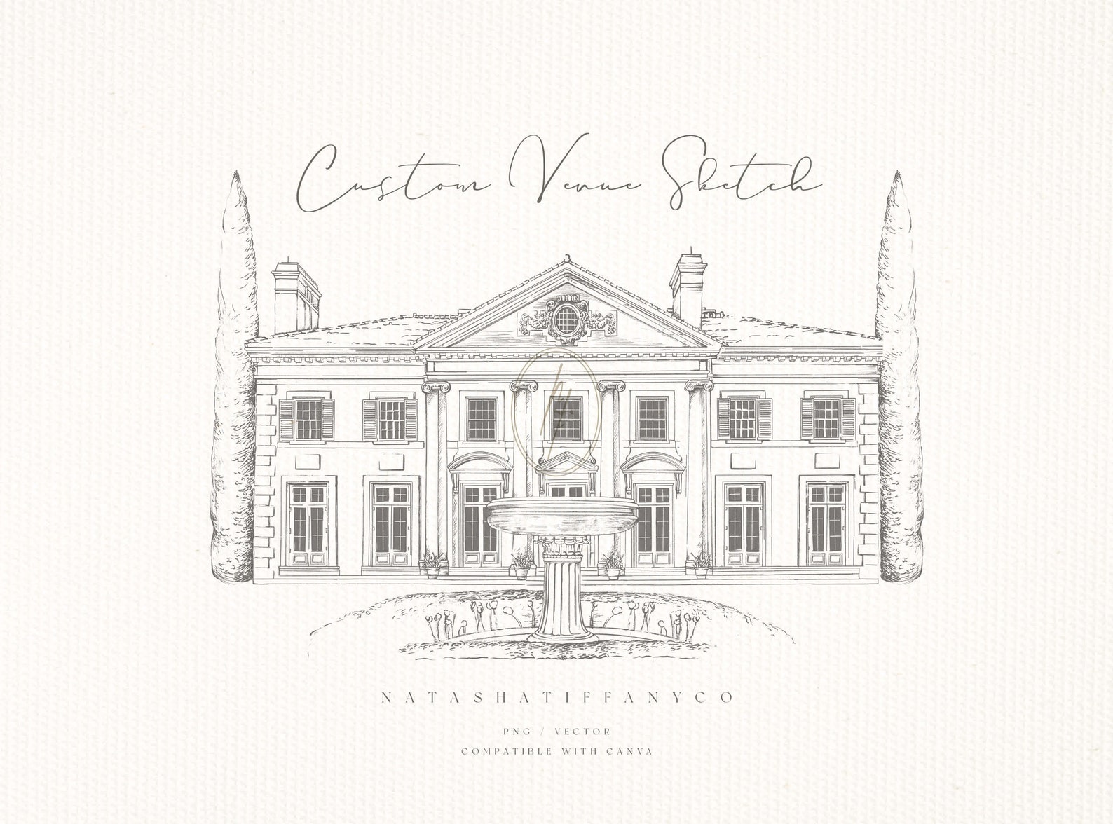Custom Wedding Venue Sketch for Destination Wedding,personalized ...