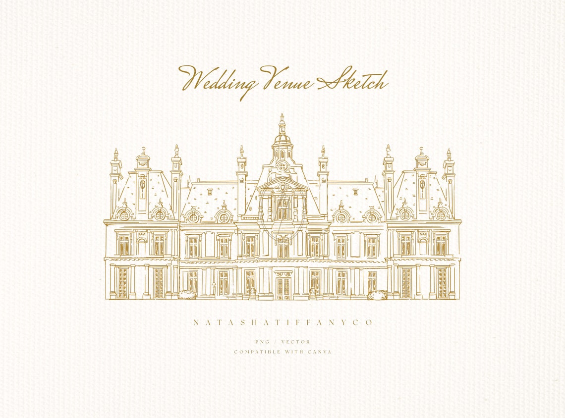 Custom Wedding Venue Illustration,wedding Invitation,custom Wedding ...