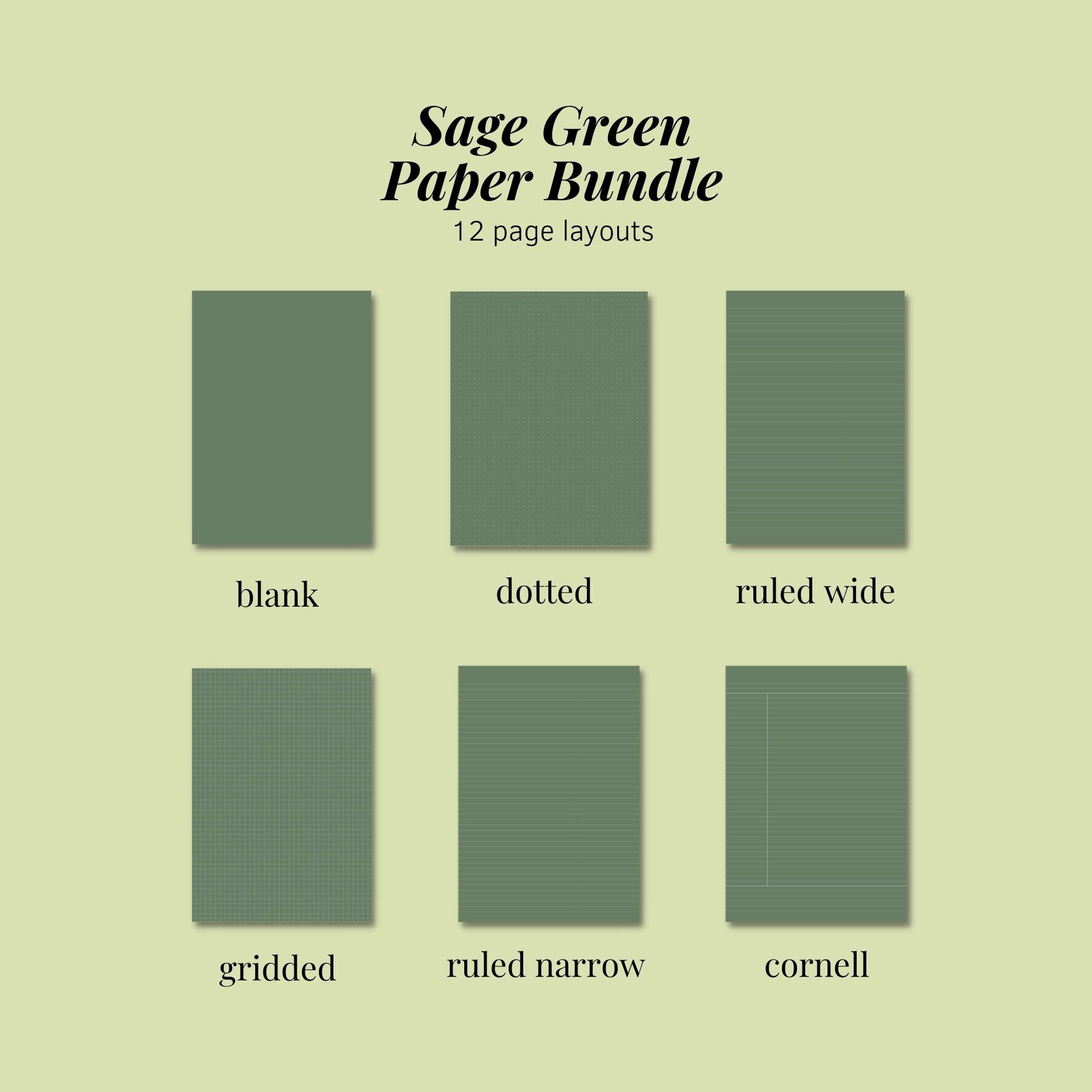 Digital Paper Goodnotes, Green, Digital Notepad, Note Taking Template ...