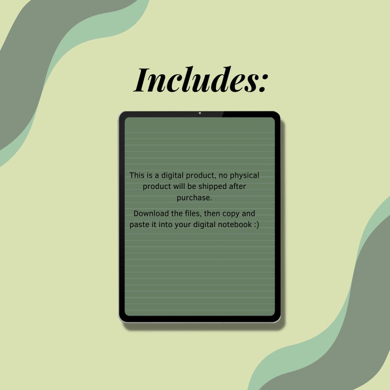 Digital Paper Goodnotes, Green, Digital Notepad, Note Taking Template ...