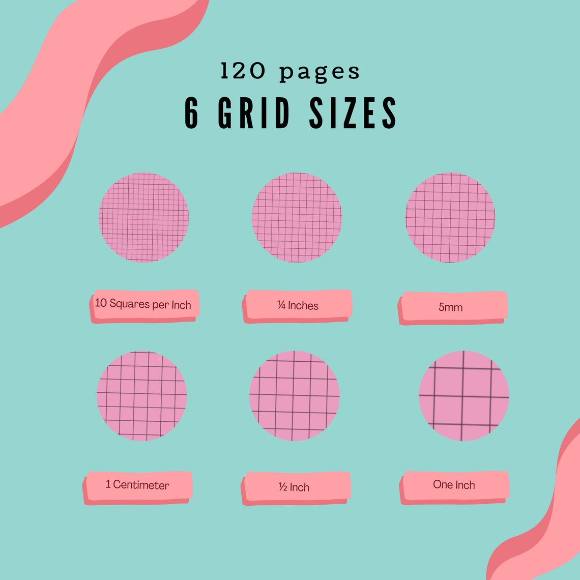 Graph Paper Templates Coloured Digital Paper Gridded 10 - Etsy