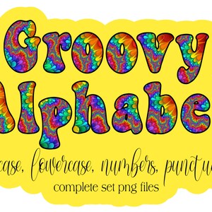Groovy Tie Dye Rainbow Alphabet PNG - JPG Bundle - Complete Set Plus ...