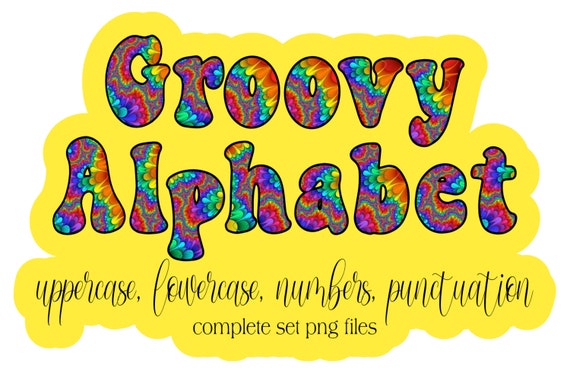 Groovy Tie Dye Rainbow Alphabet PNG JPG Bundle Complete - Etsy