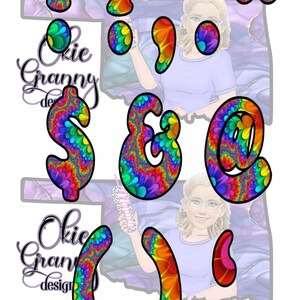 Groovy Tie Dye Rainbow Alphabet PNG - JPG Bundle - Complete Set Plus ...