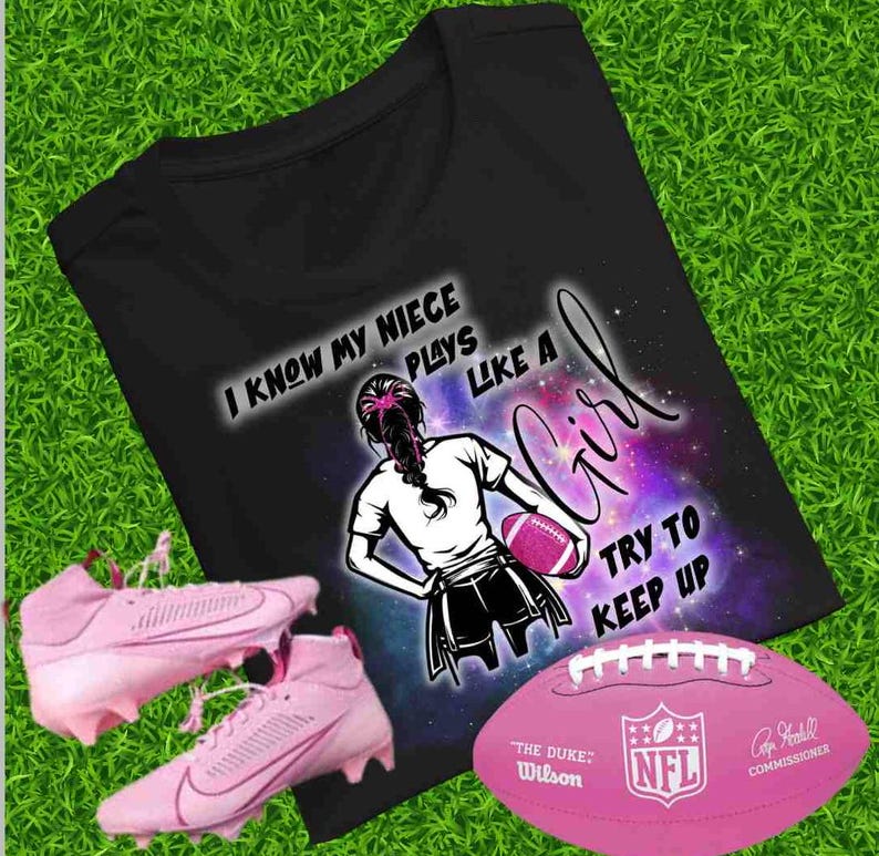 Girl Flag Football PNG - 12 Images - for T-shirts, Sublimation, DTF ...